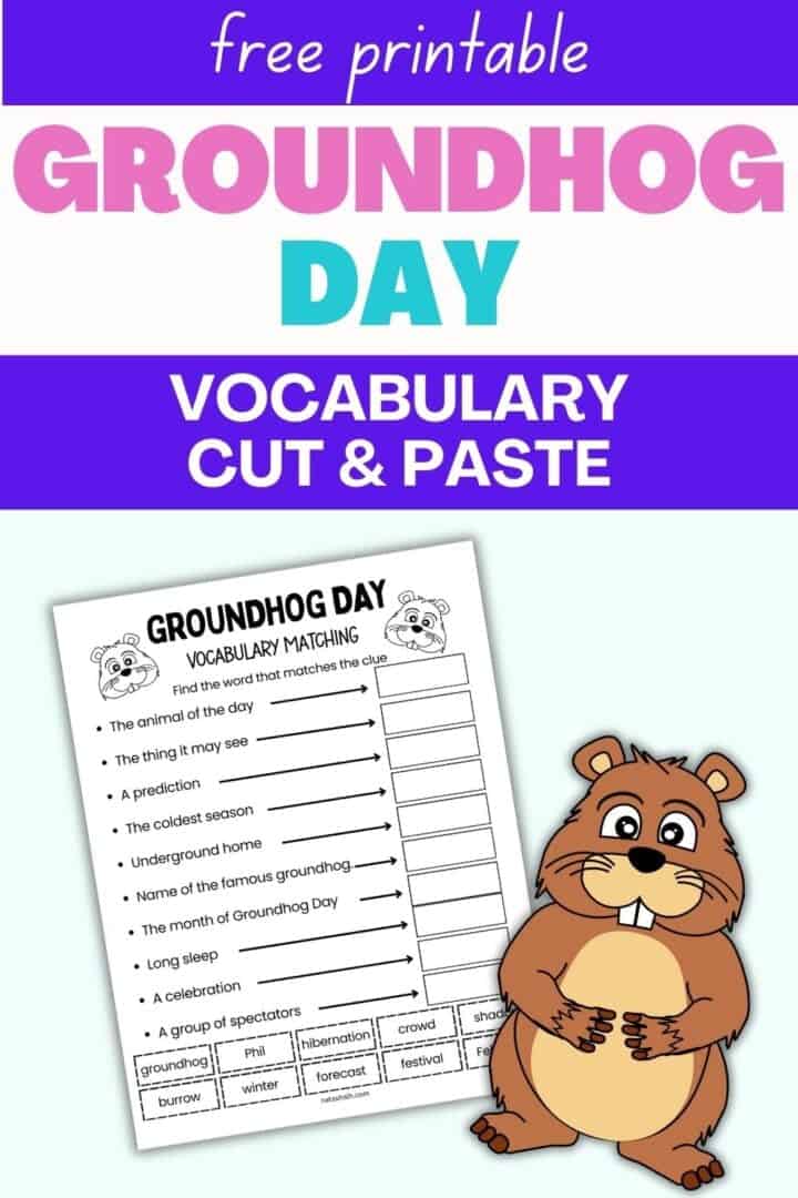 Groundhog Day Vocabulary Cut & Paste Worksheet - The Artisan Life