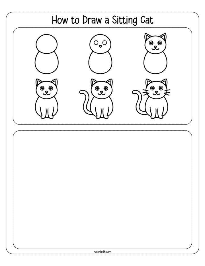 How to Draw a Cat Step by Step Worksheets - The Artisan Life