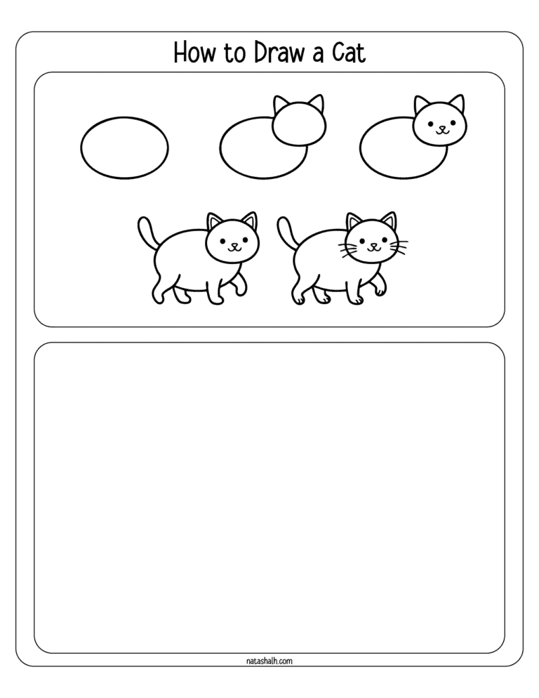 How to Draw a Cat Step by Step Worksheets - The Artisan Life