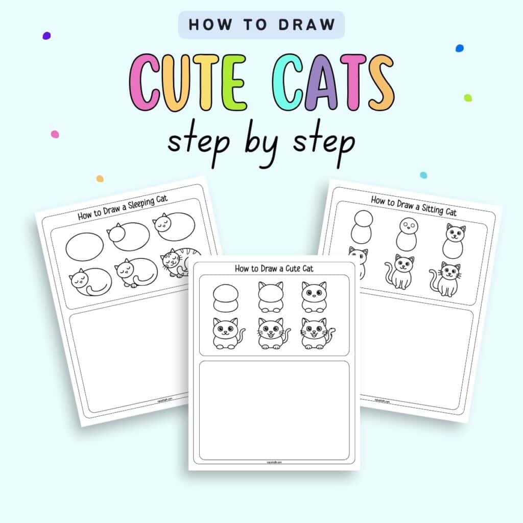 How to Draw a Cat Step by Step Worksheets - The Artisan Life