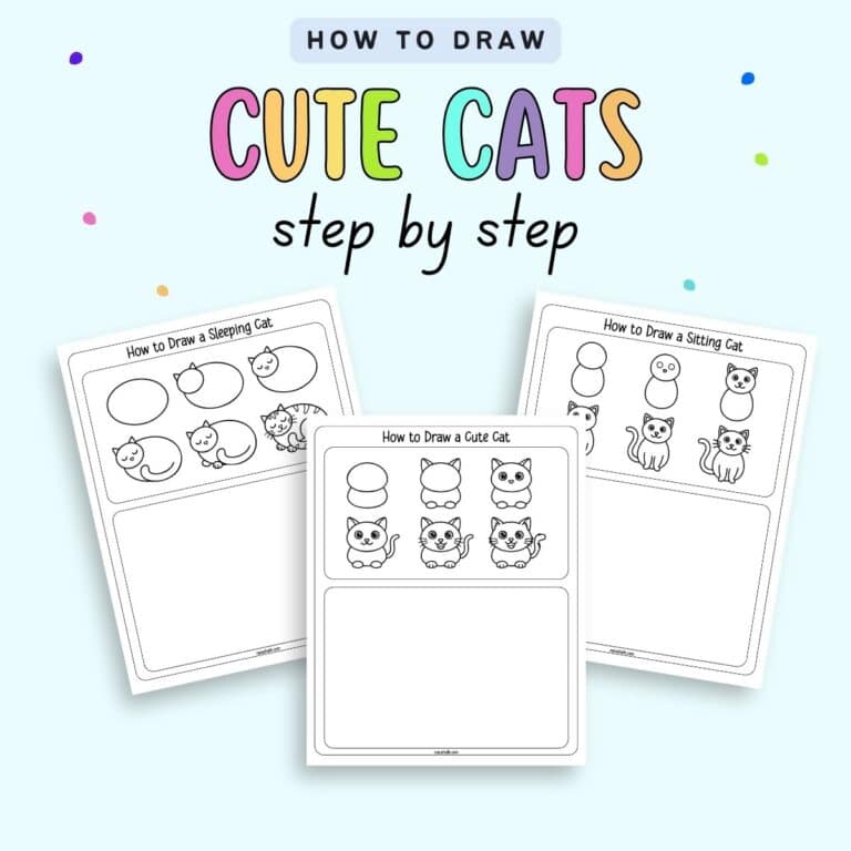 How to Draw a Cat Step by Step Worksheets - The Artisan Life