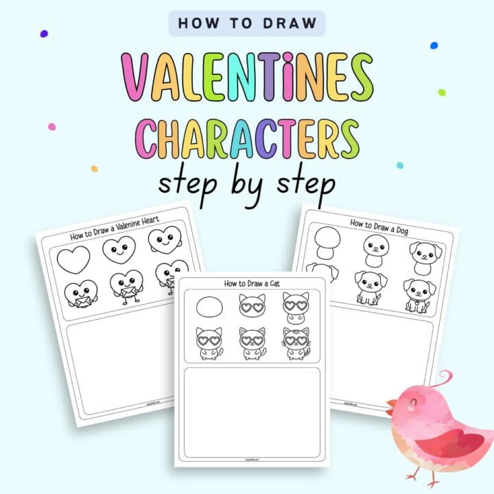 Free Printable Valentine's Day How to Draw Worksheets - The Artisan Life