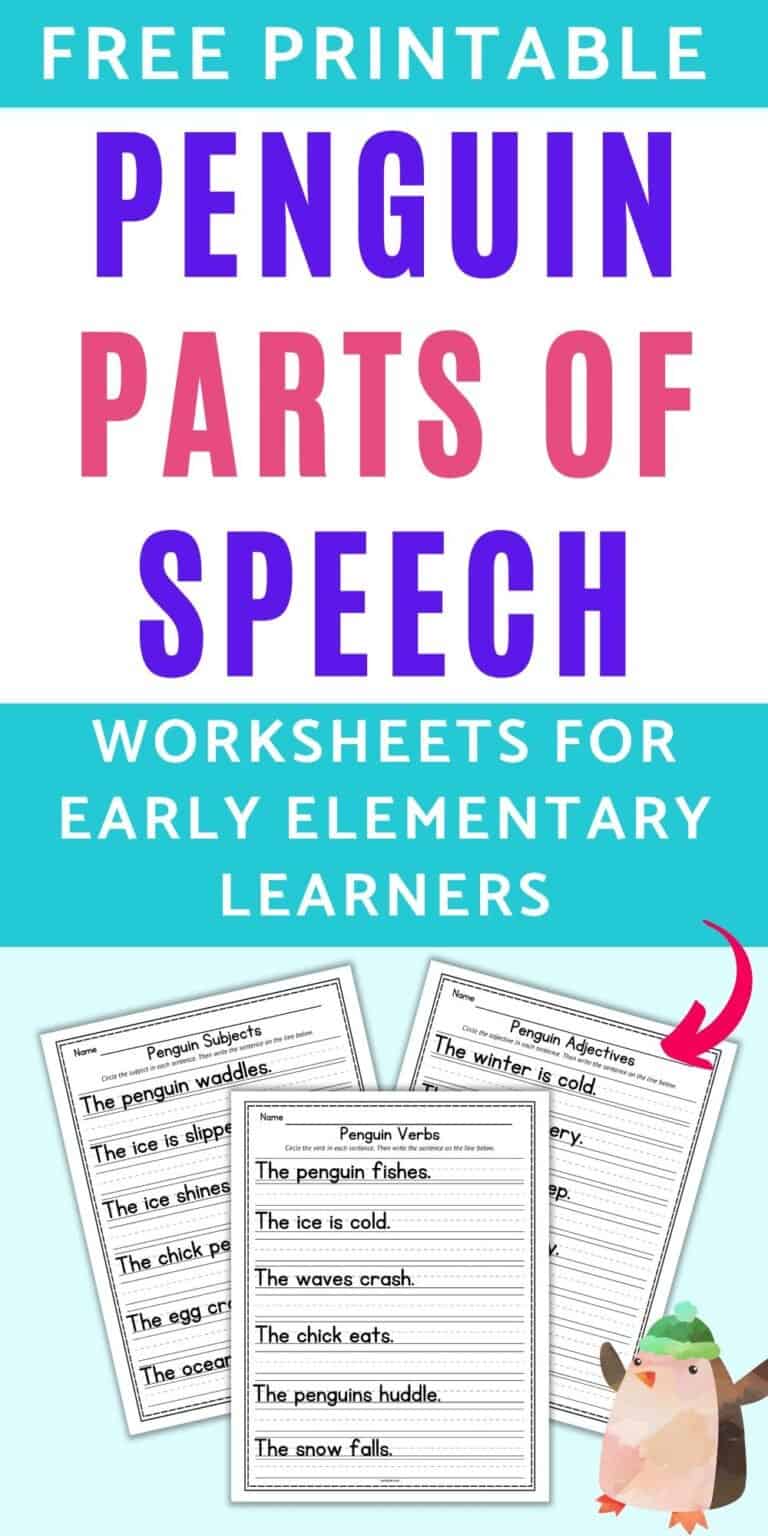 Free Printable Penguin Parts of Speech Worksheets - The Artisan Life