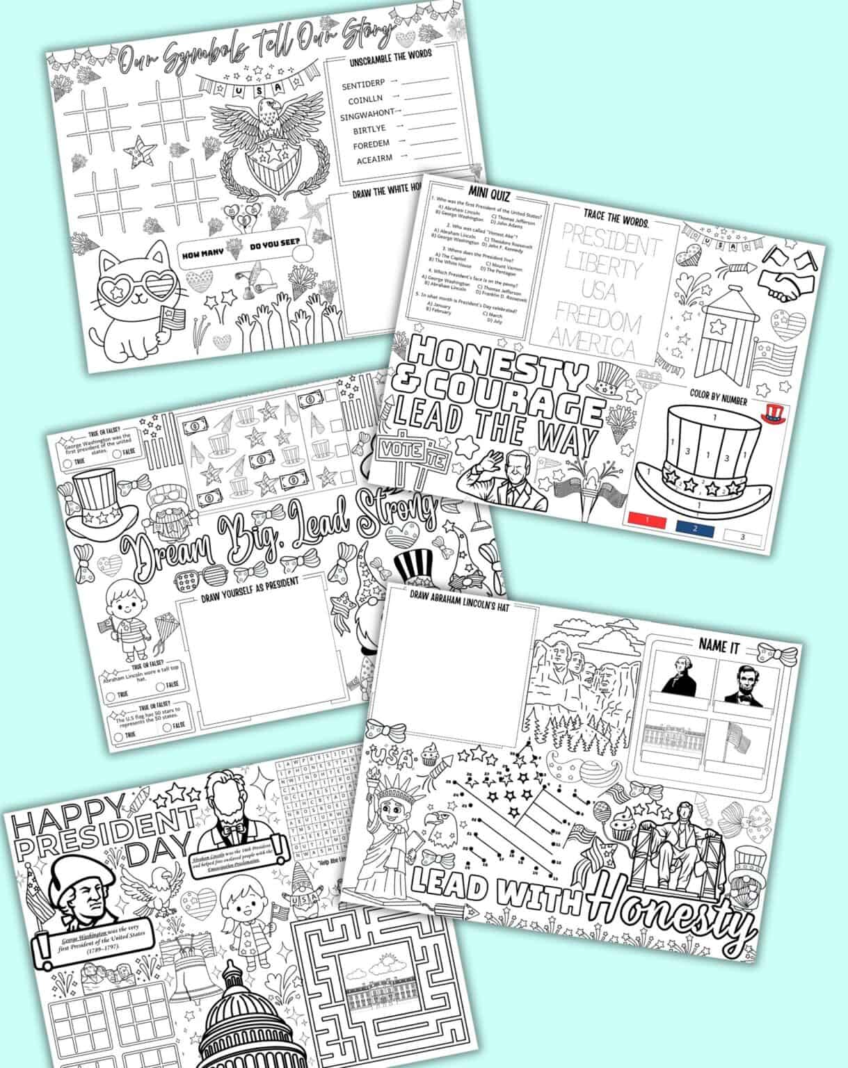 Free Printable Presidents Day Activity Placemats - The Artisan Life