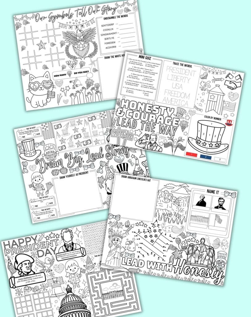 Free Printable Presidents Day Activity Placemats - The Artisan Life