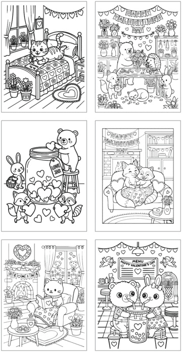 Cute & Cozy Valentine's Day Coloring Pages - The Artisan Life