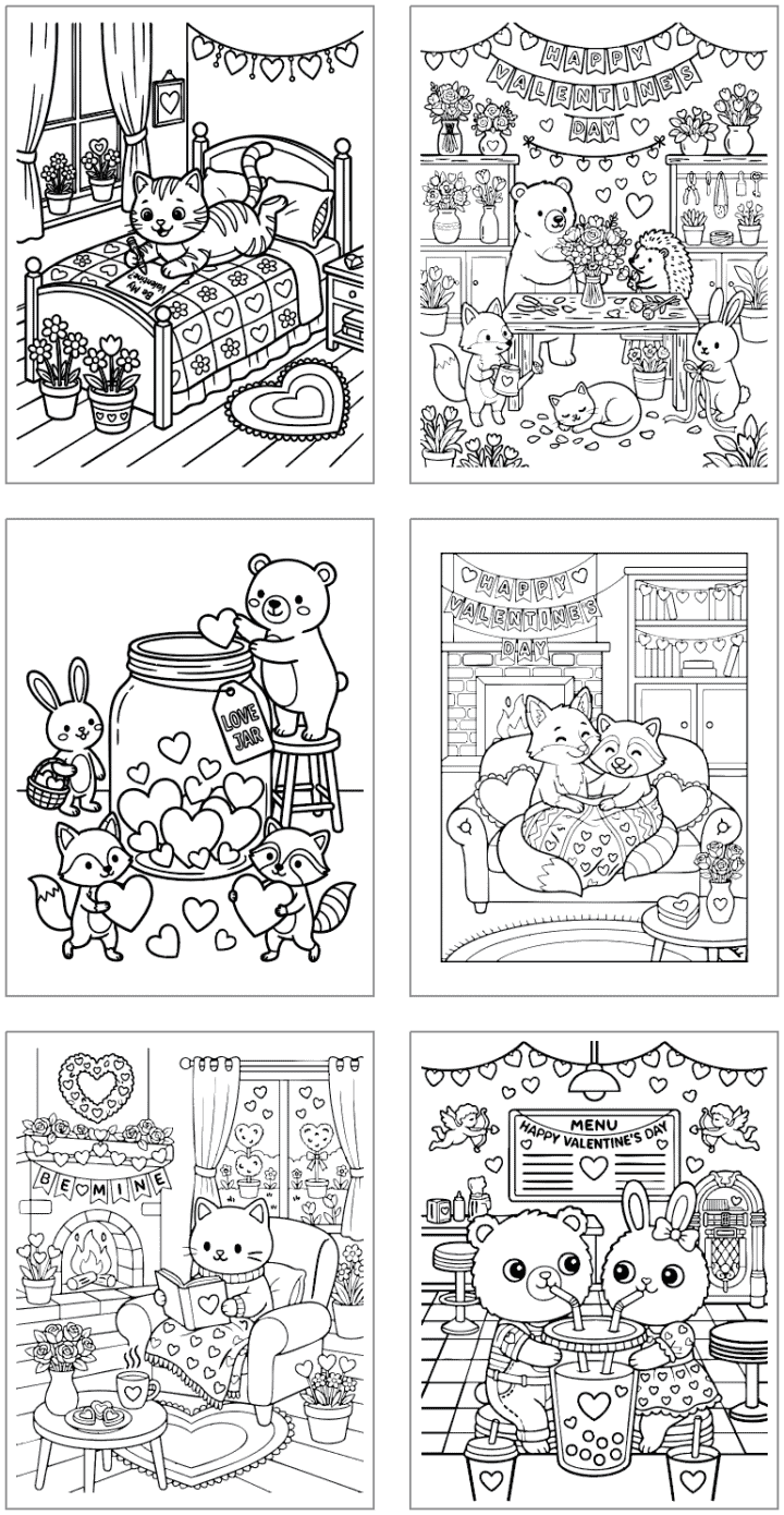 Cute & Cozy Valentine's Day Coloring Pages - The Artisan Life