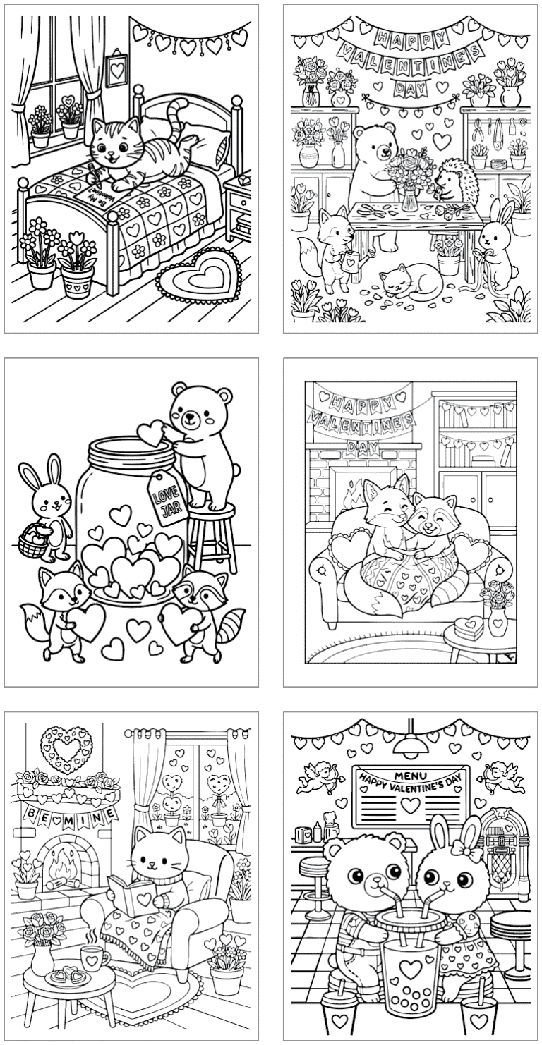 Cute & Cozy Valentine's Day Coloring Pages - The Artisan Life