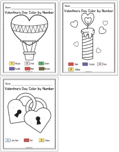 Free Printable Easy Valentine's Day Color by Number Worksheets - The ...