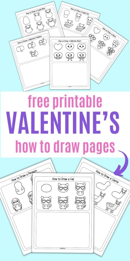 Free Printable Valentine's Day How to Draw Worksheets - The Artisan Life