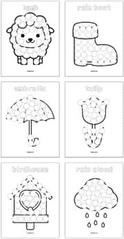 Free Printable Spring Dot Marker Pages with Vocabulary - The Artisan Life