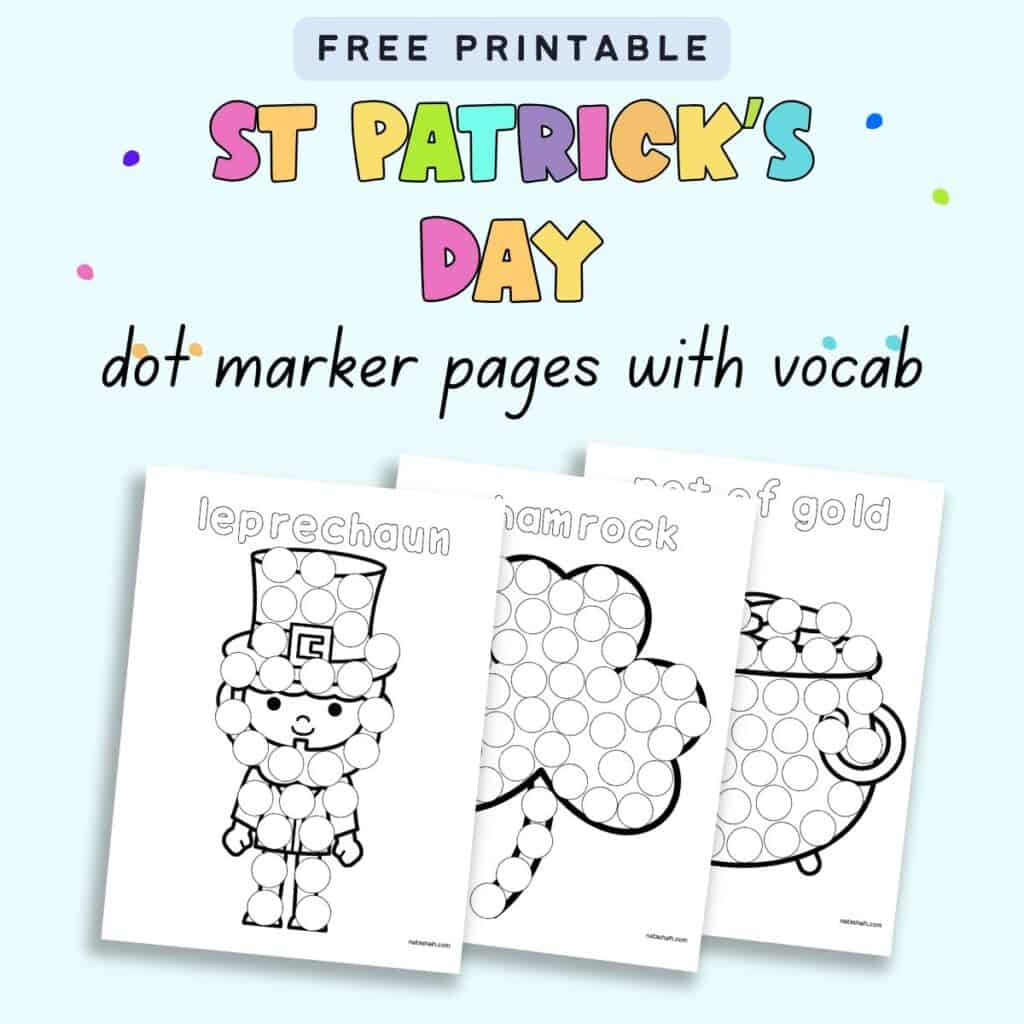 St Patrick's Day Dot Marker Pages with Vocabulary - The Artisan Life