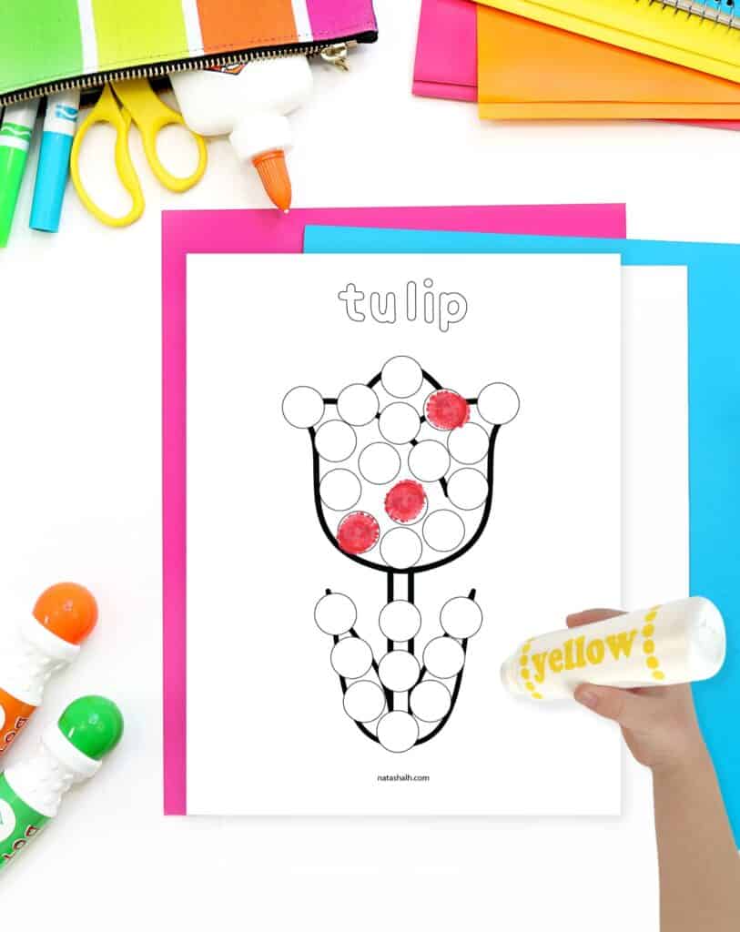 Free Printable Spring Dot Marker Pages with Vocabulary - The Artisan Life