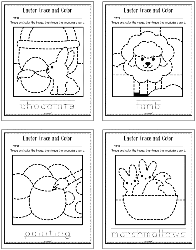 Free Printable Easter Trace & Color Worksheets - The Artisan Life