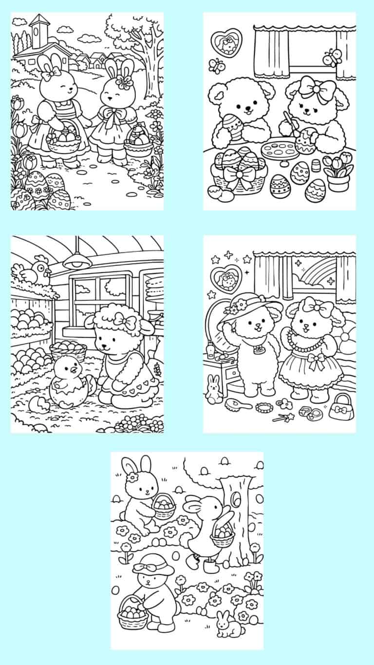 Cute & Cozy Easter Coloring Pages for Kids - The Artisan Life