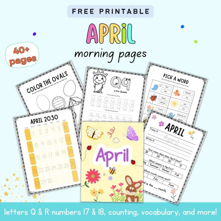 April Kindergarten Morning Worksheets - The Artisan Life