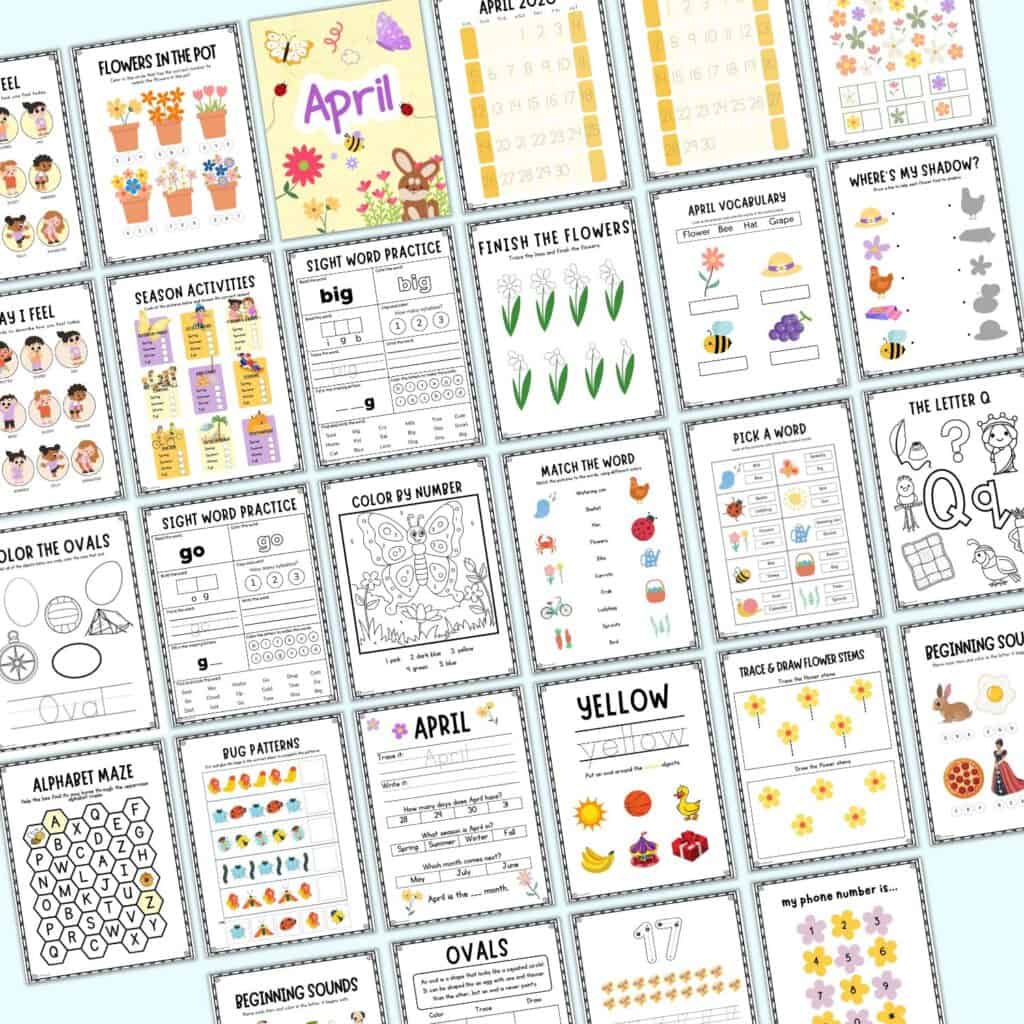 April Kindergarten Morning Worksheets - The Artisan Life