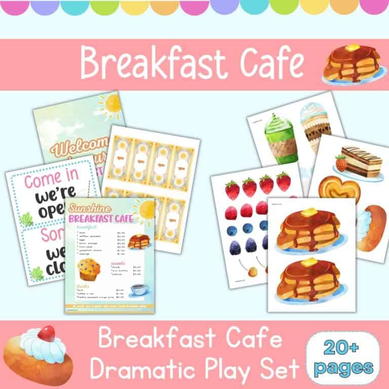 Breakfast Cafe Dramatic Play Free Printables - The Artisan Life