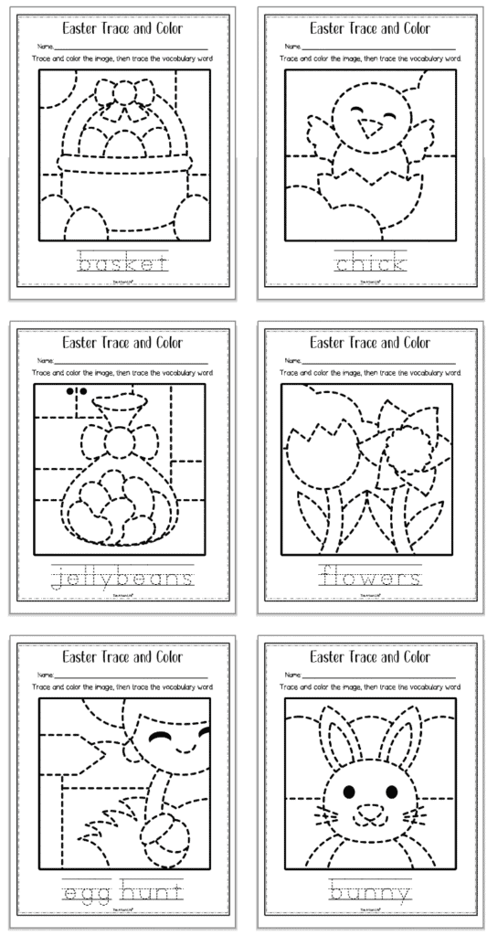 Free Printable Easter Trace & Color Worksheets - The Artisan Life