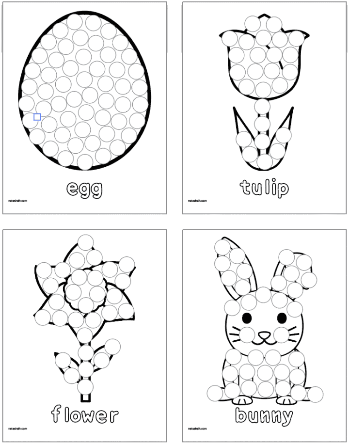 Free Printable Easter Dot Marker Coloring Pages with Vocabulary - The ...