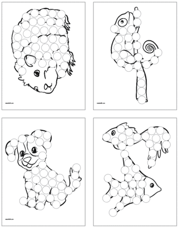 Pet Themed Dot Marker Coloring Pages - The Artisan Life