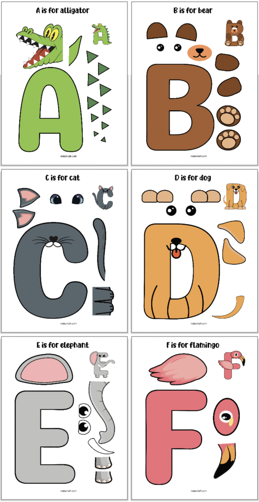 Free Printable Animal Alphabet Crafts A-Z - The Artisan Life