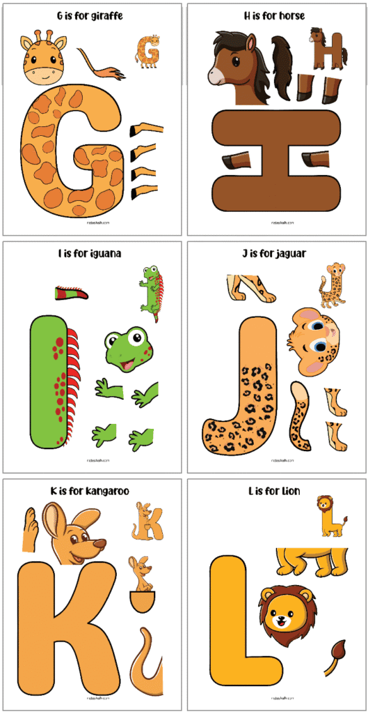 Free Printable Animal Alphabet Crafts A-Z - The Artisan Life