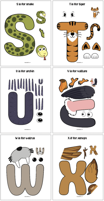 Free Printable Animal Alphabet Crafts A-Z - The Artisan Life