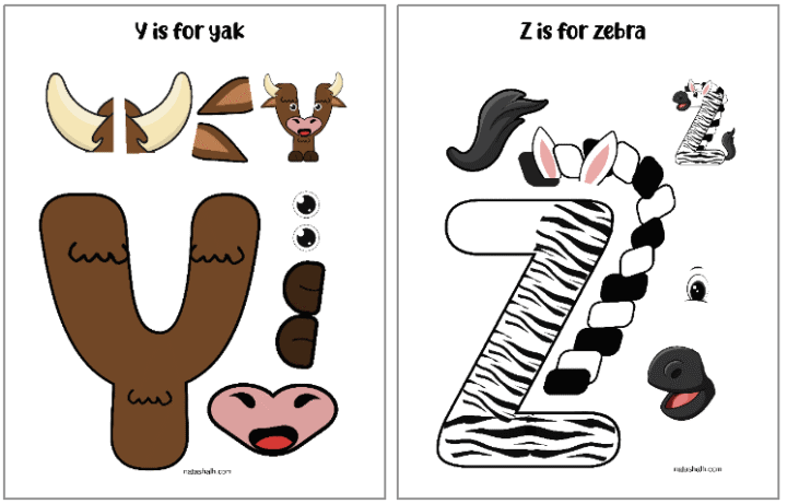 Free Printable Animal Alphabet Crafts A-Z - The Artisan Life