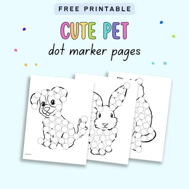Pet Themed Dot Marker Coloring Pages - The Artisan Life
