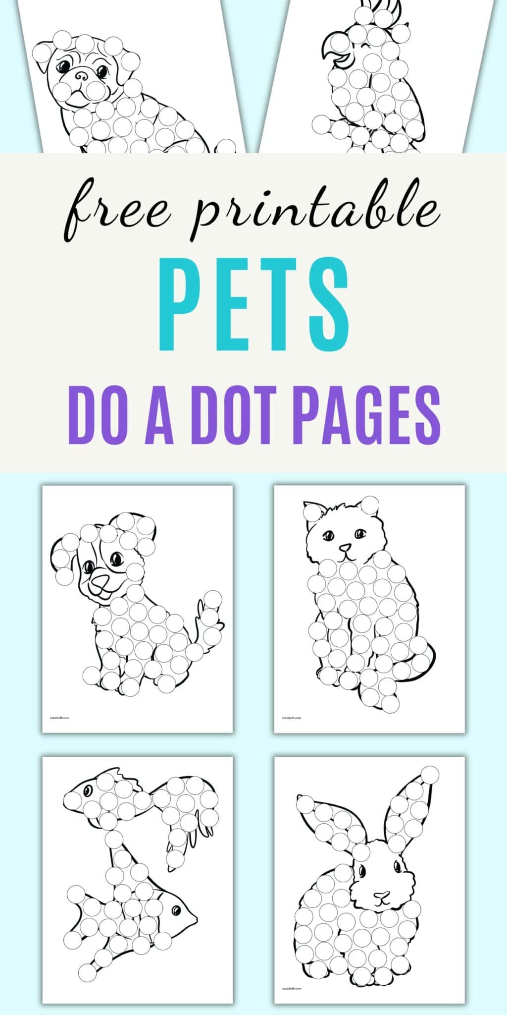 Pet Themed Dot Marker Coloring Pages - The Artisan Life