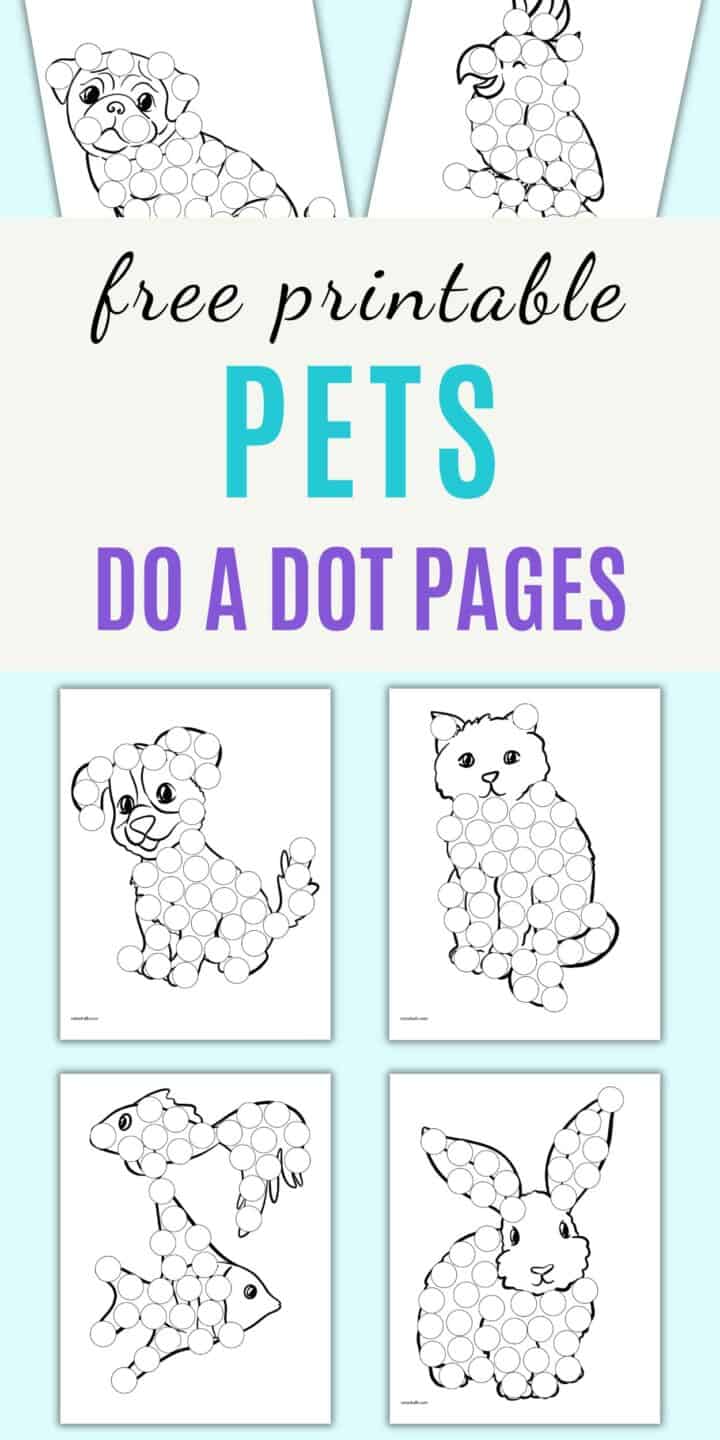 Pet Themed Dot Marker Coloring Pages - The Artisan Life