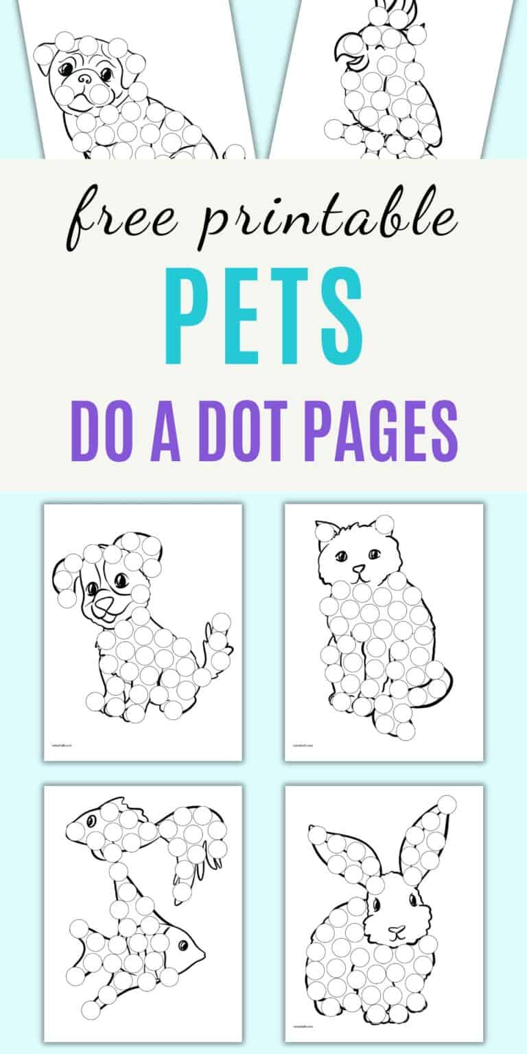 Pet Themed Dot Marker Coloring Pages - The Artisan Life