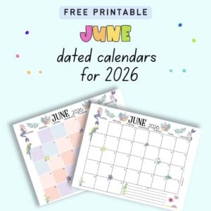 Free Printable June 2026 Calendars - The Artisan Life