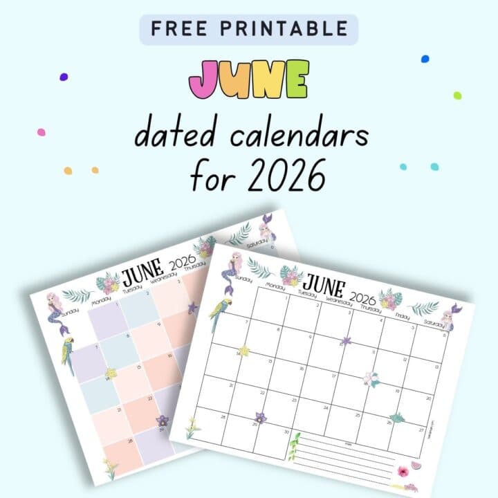 Free Printable 2026 June Calendars - The Artisan Life