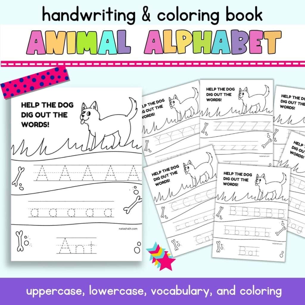 Free Printable Animal Alphabet Handwriting Practice Pages - The Artisan ...